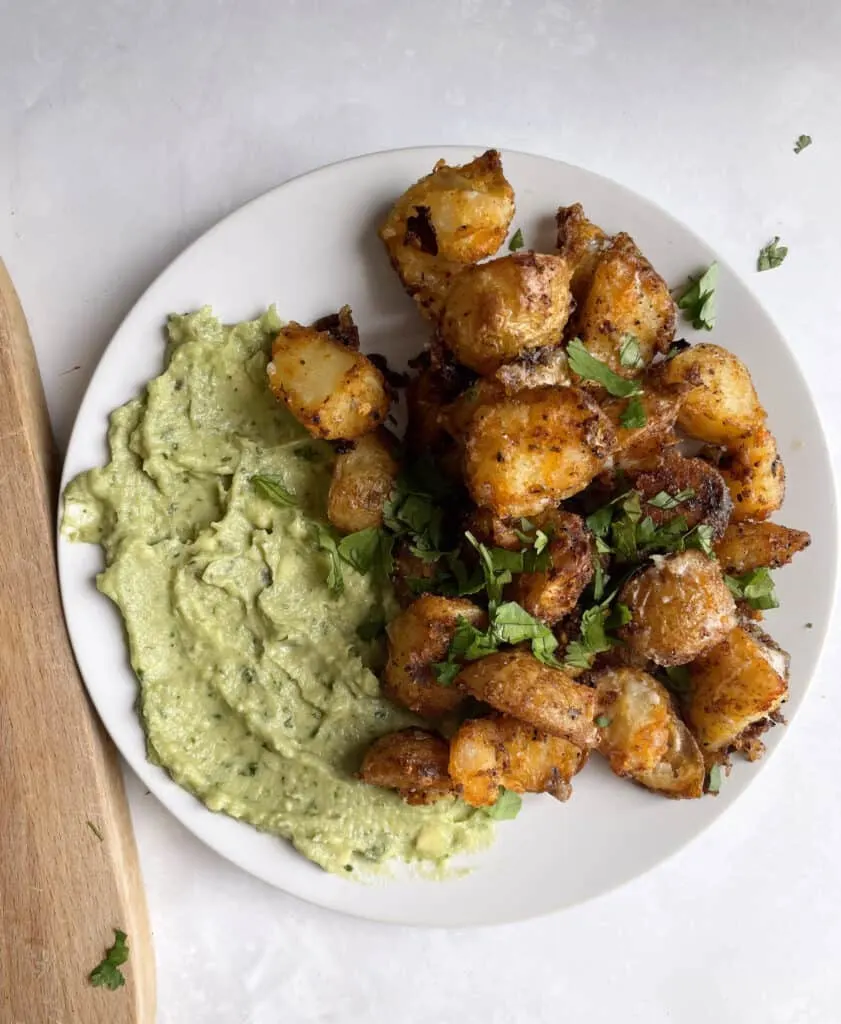 Crispy Mexican Potatoes (With Avocado Dip) - By The Forkful