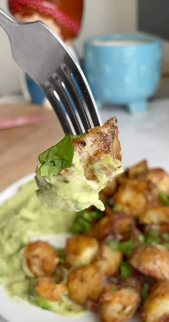 Crispy Mexican Potatoes (With Avocado Dip) - By The Forkful