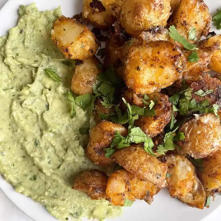 Crispy Mexican Potatoes (With Avocado Dip) - By The Forkful