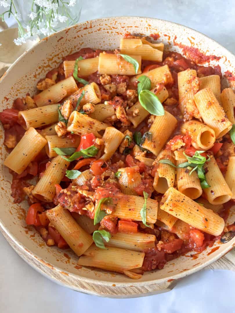 Easy Tofu Pasta With Tomato Sauce - By The Forkful