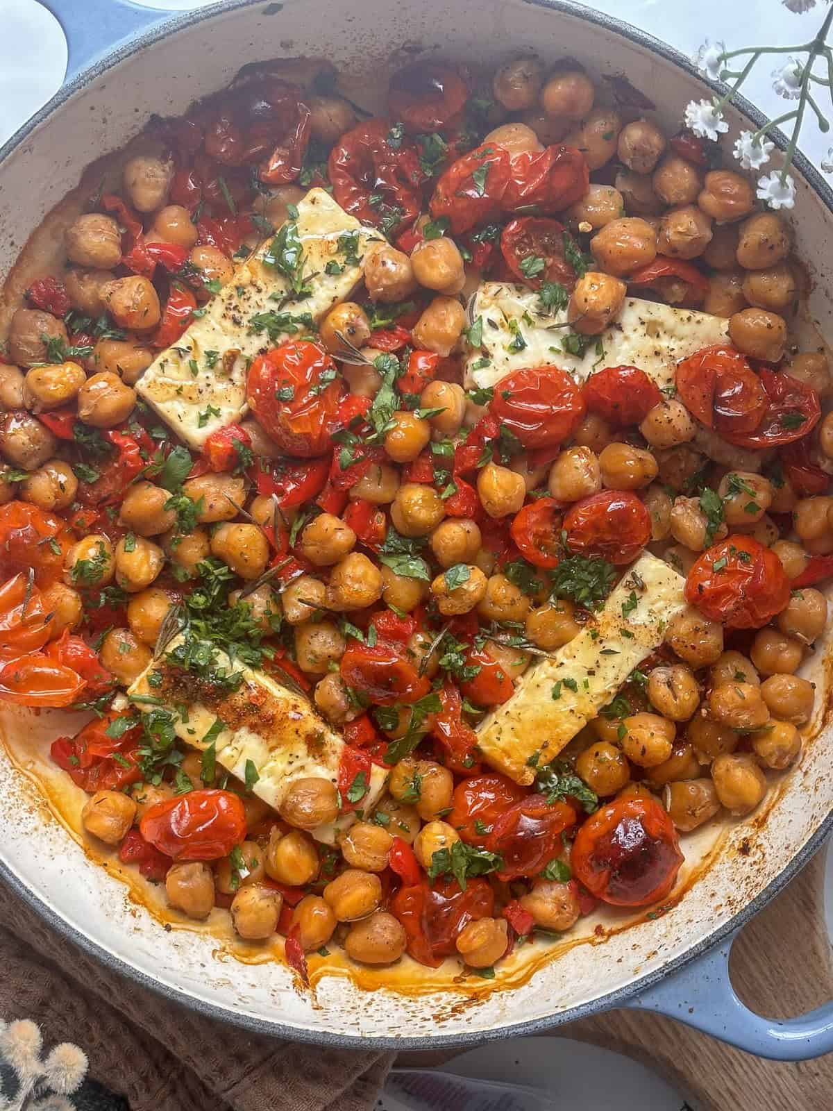 Baked Feta (with Chickpeas) - By The Forkful
